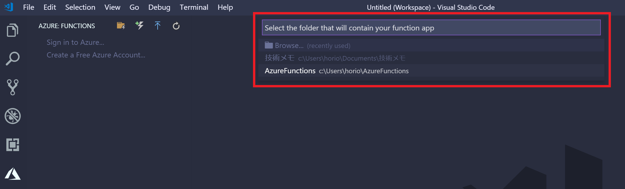 VSCodeを使って、Azure Functions 関数作成～デプロイまでやってみた。 #AzureFunctions - Qiita